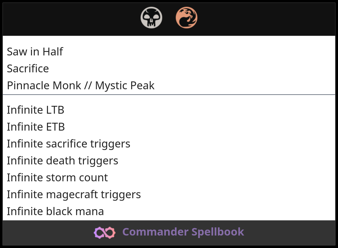 Saw in Half | Sacrifice | Pinnacle Monk // Mystic Peak