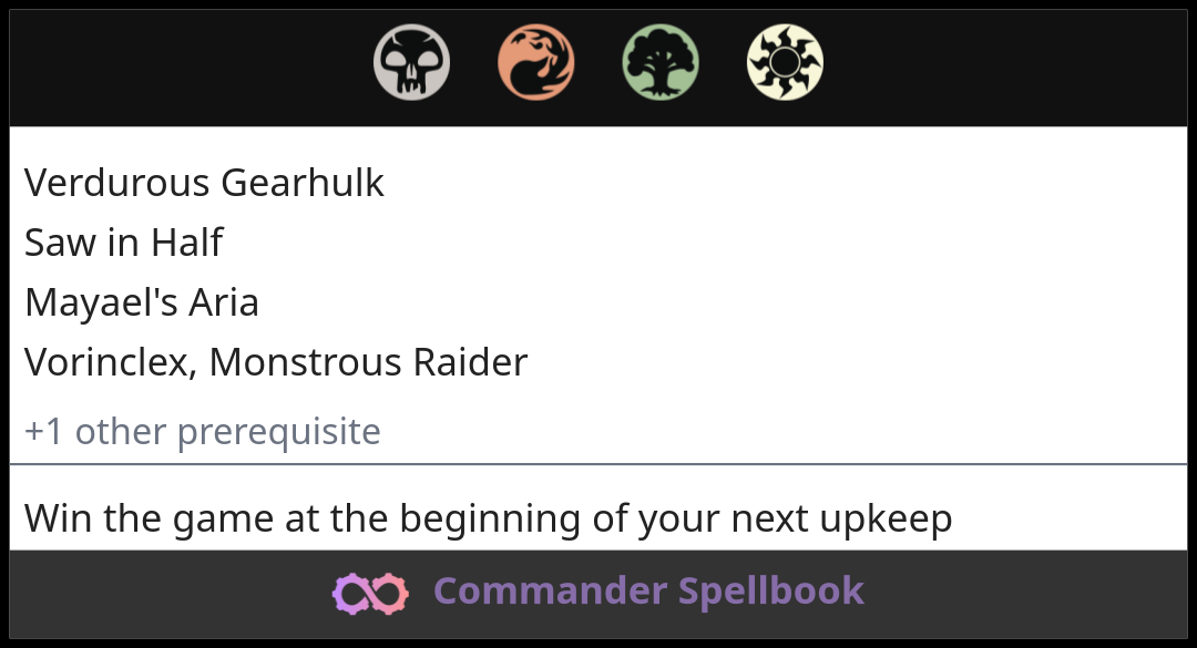 Verdurous Gearhulk | Saw in Half | Mayael's Aria (and one other card)