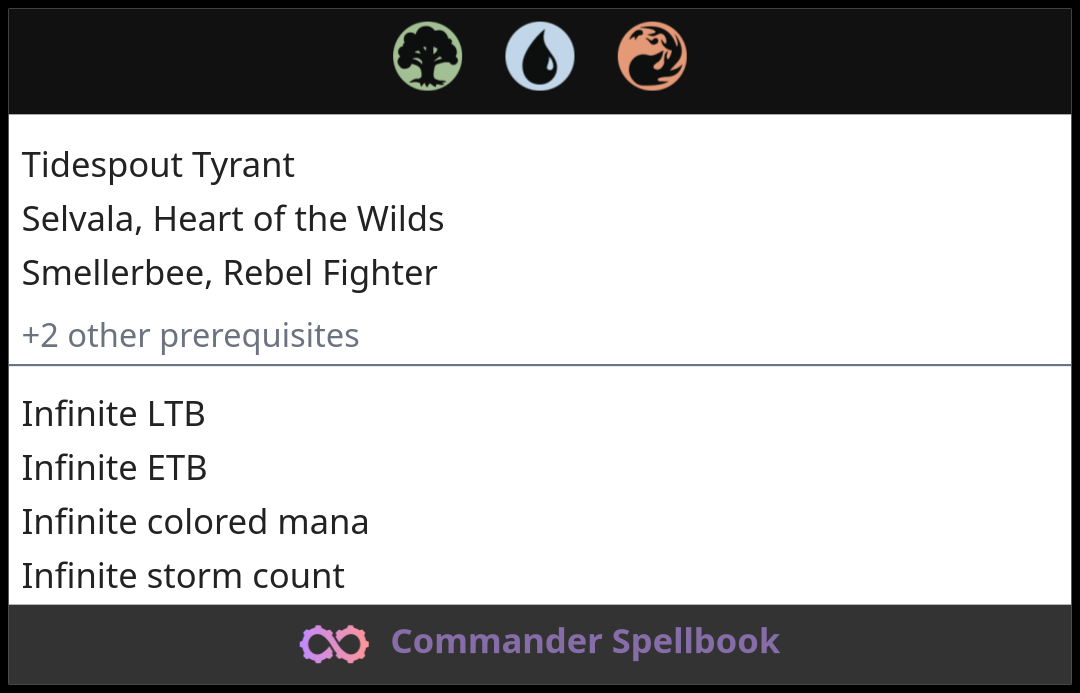 Tidespout Tyrant | Selvala, Heart of the Wilds | Smellerbee, Rebel Fighter
