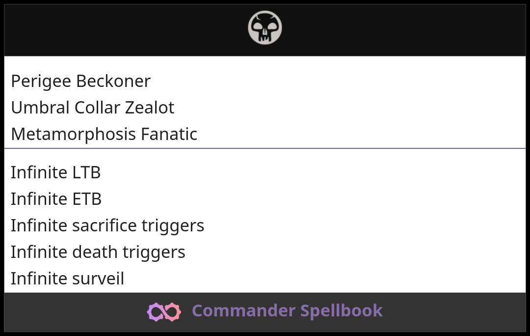 Perigee Beckoner | Umbral Collar Zealot | Metamorphosis Fanatic