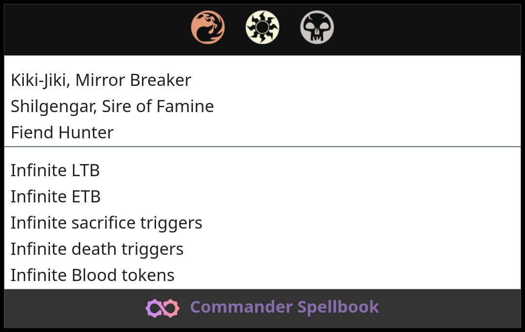 Kiki-Jiki, Mirror Breaker | Shilgengar, Sire of Famine | Fiend Hunter