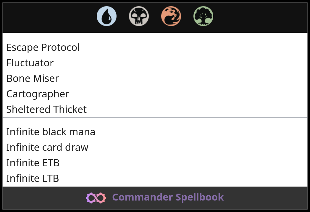 Escape Protocol | Fluctuator | Bone Miser (and two other cards)