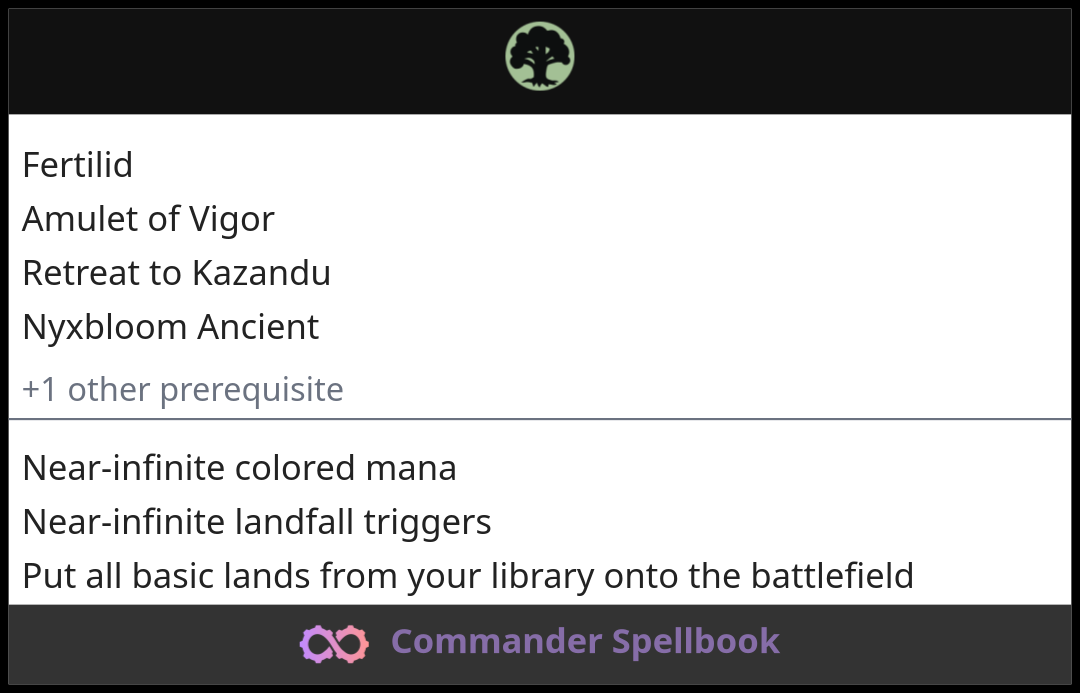 Fertilid | Amulet of Vigor | Retreat to Kazandu (and one other card)