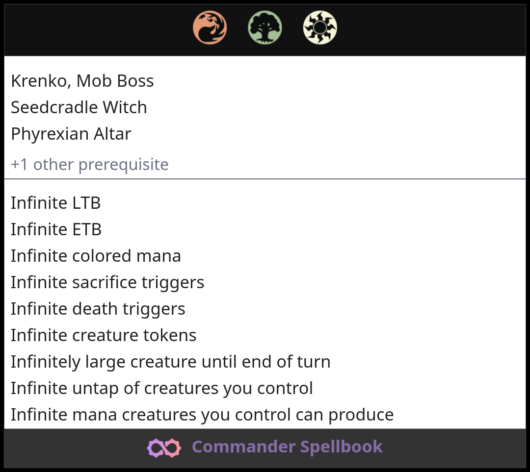 Krenko, Mob Boss | Seedcradle Witch | Phyrexian Altar