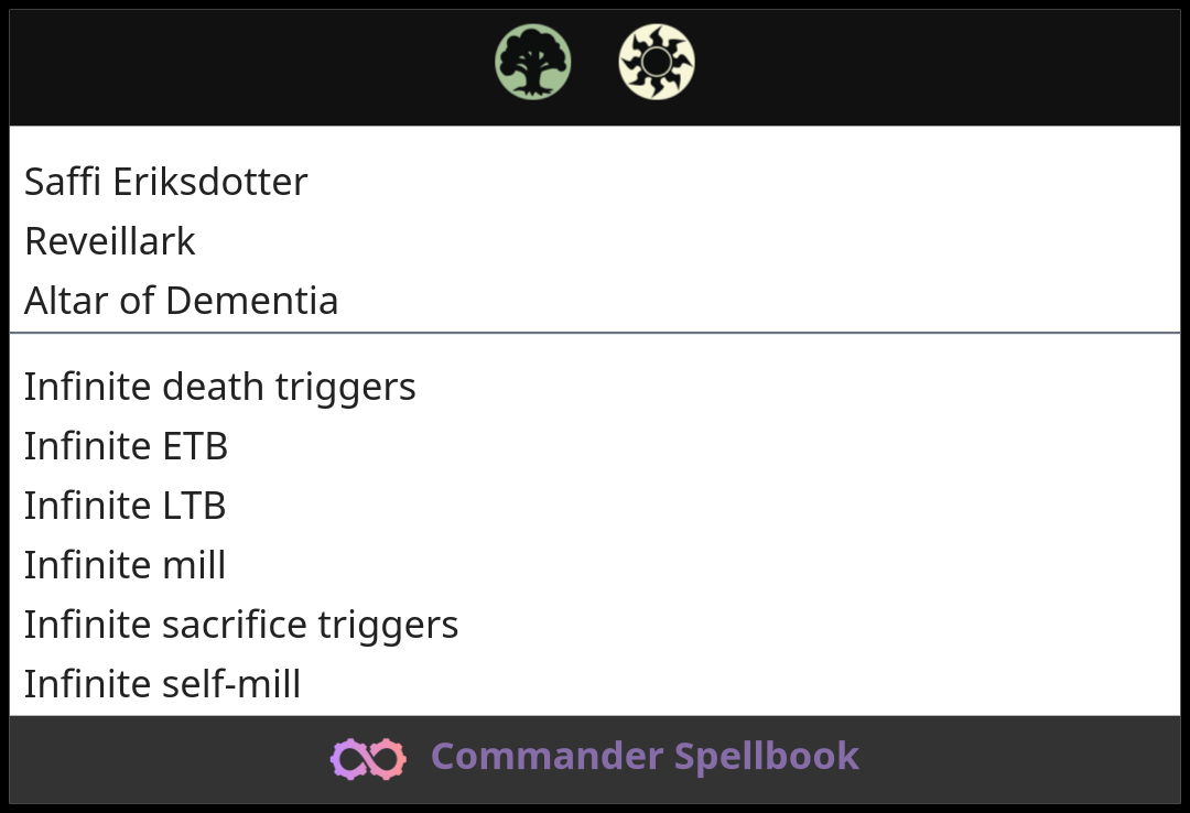 Saffi Eriksdotter | Reveillark | Altar of Dementia