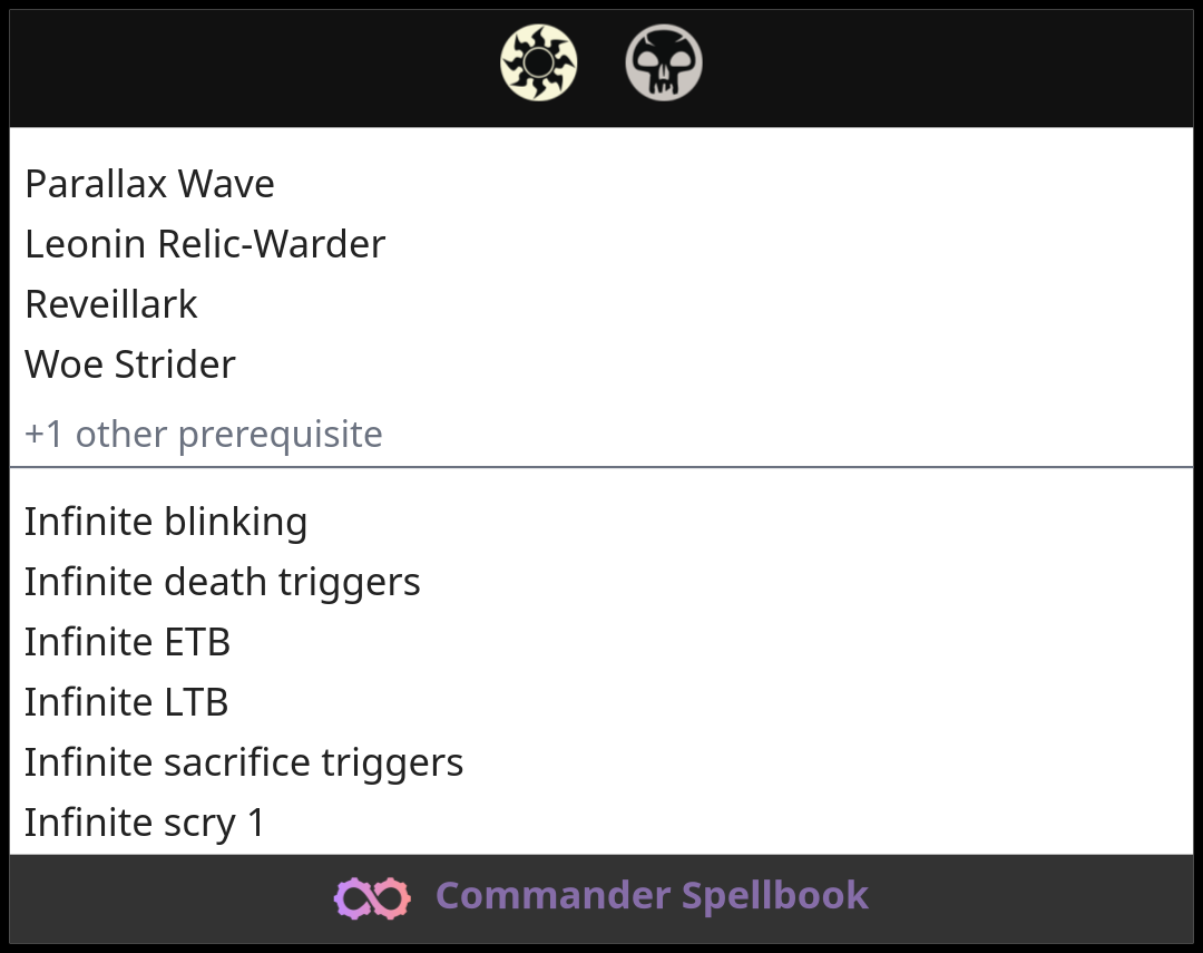 Parallax Wave | Leonin Relic-Warder | Reveillark (and one other card)