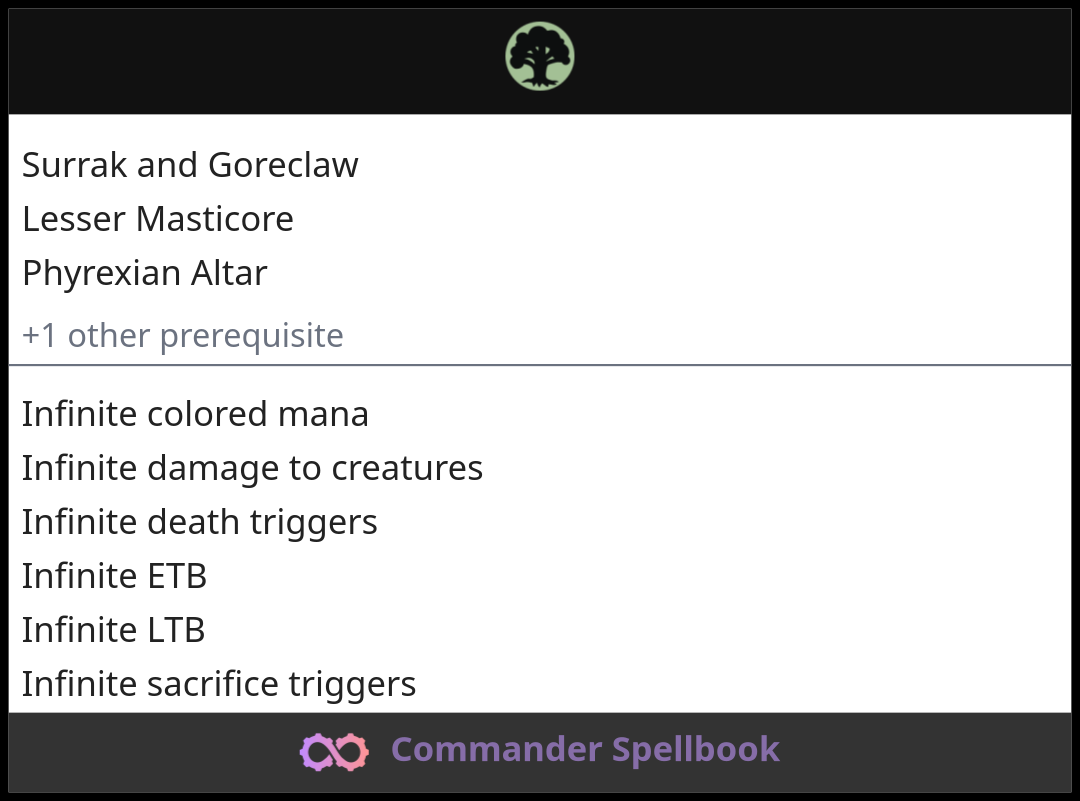 Surrak and Goreclaw | Lesser Masticore | Phyrexian Altar
