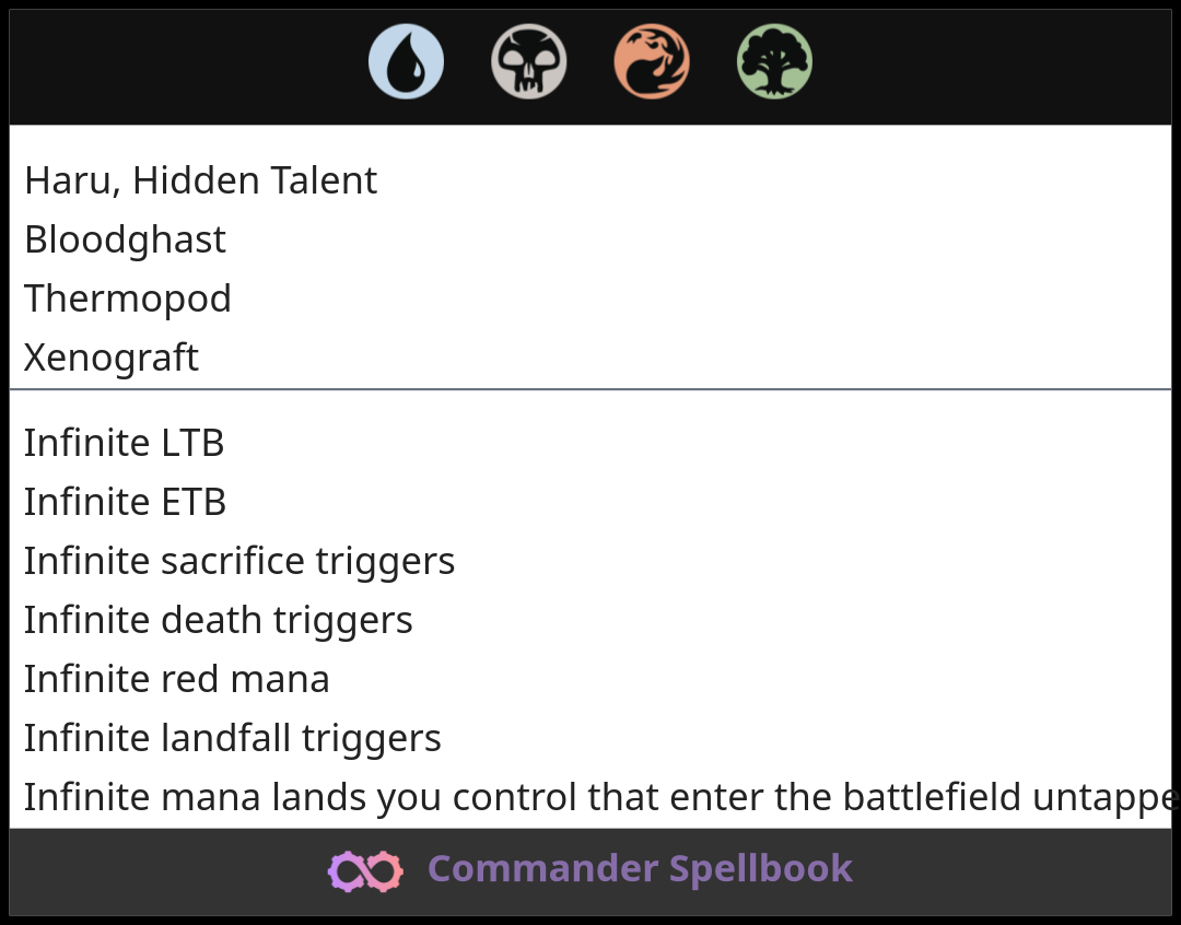 Haru, Hidden Talent | Bloodghast | Thermopod (and one other card)