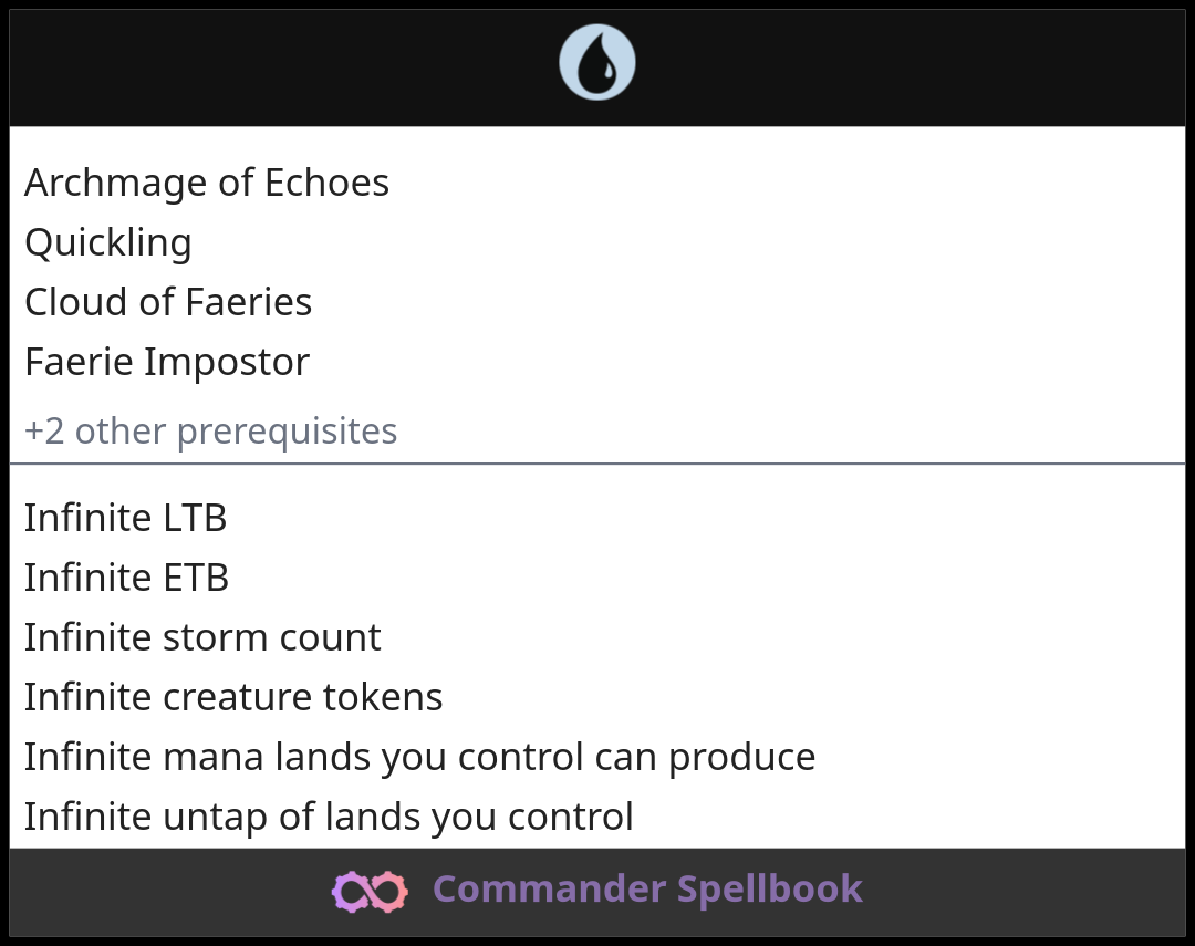 Archmage of Echoes | Quickling | Cloud of Faeries (and one other card)