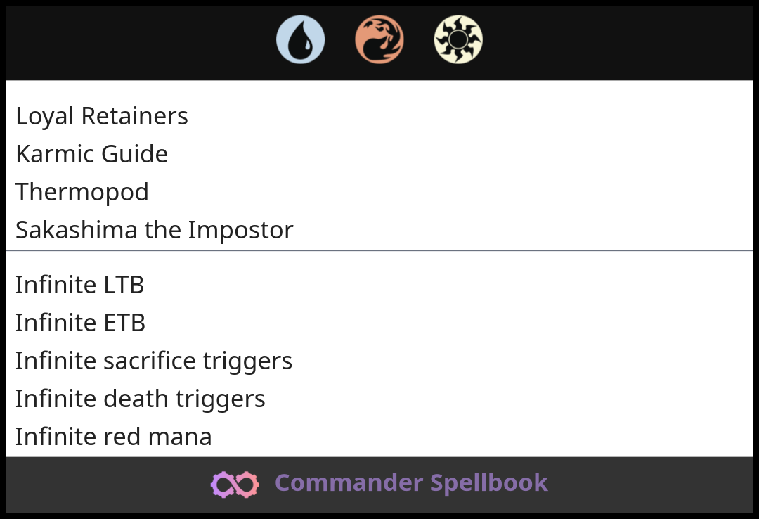 Loyal Retainers | Karmic Guide | Thermopod (and one other card)