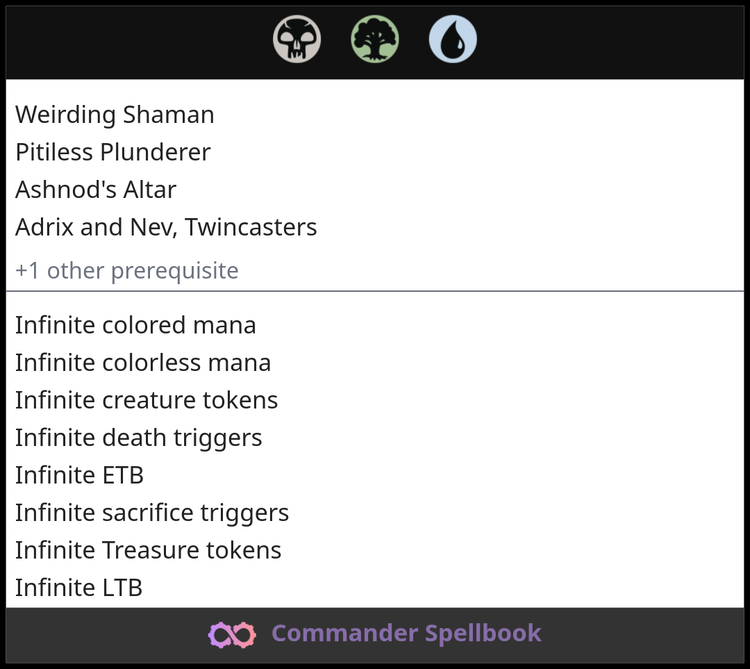 Weirding Shaman | Pitiless Plunderer | Ashnod's Altar (and one other card)