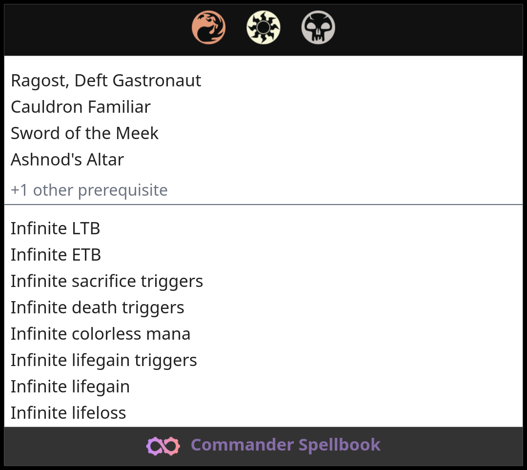 Ragost, Deft Gastronaut | Cauldron Familiar | Sword of the Meek (and one other card)