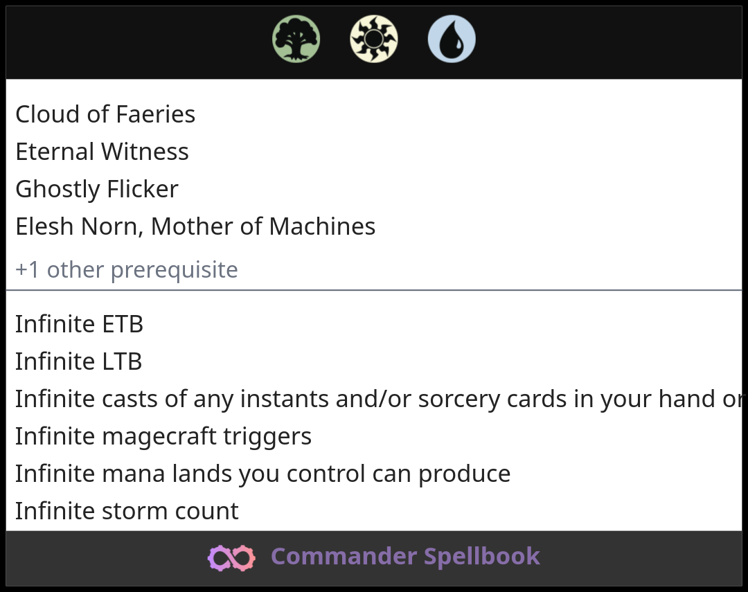 Cloud of Faeries | Eternal Witness | Ghostly Flicker (and one other card)