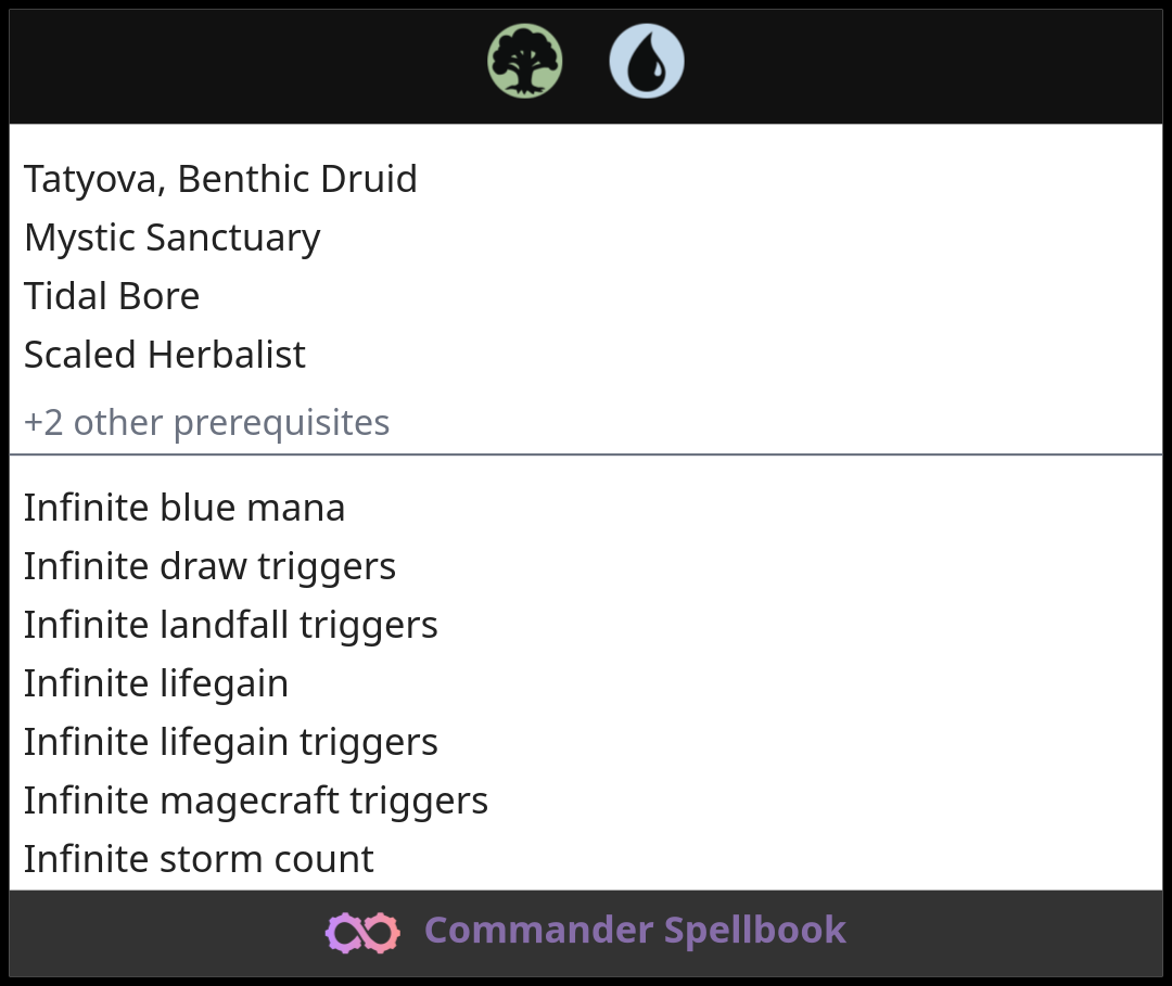 Tatyova, Benthic Druid | Mystic Sanctuary | Tidal Bore (and one other card)