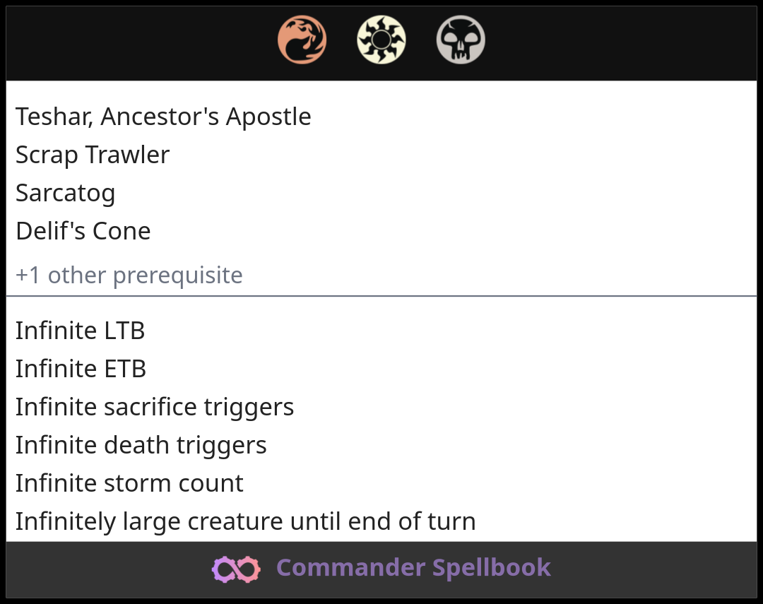 Teshar, Ancestor's Apostle | Scrap Trawler | Sarcatog (and one other card)