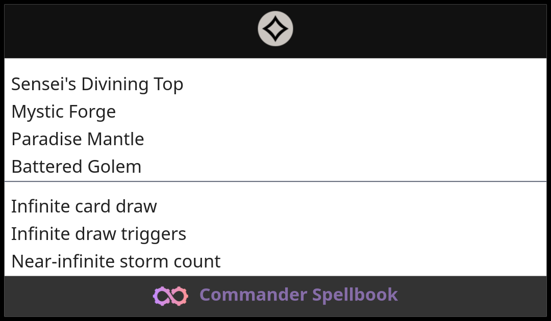 Sensei's Divining Top | Mystic Forge | Paradise Mantle (and one other card)