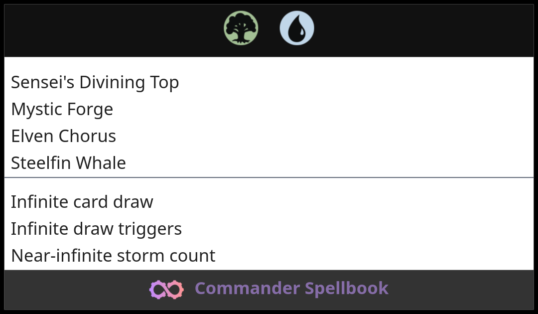 Sensei's Divining Top | Mystic Forge | Elven Chorus (and one other card)