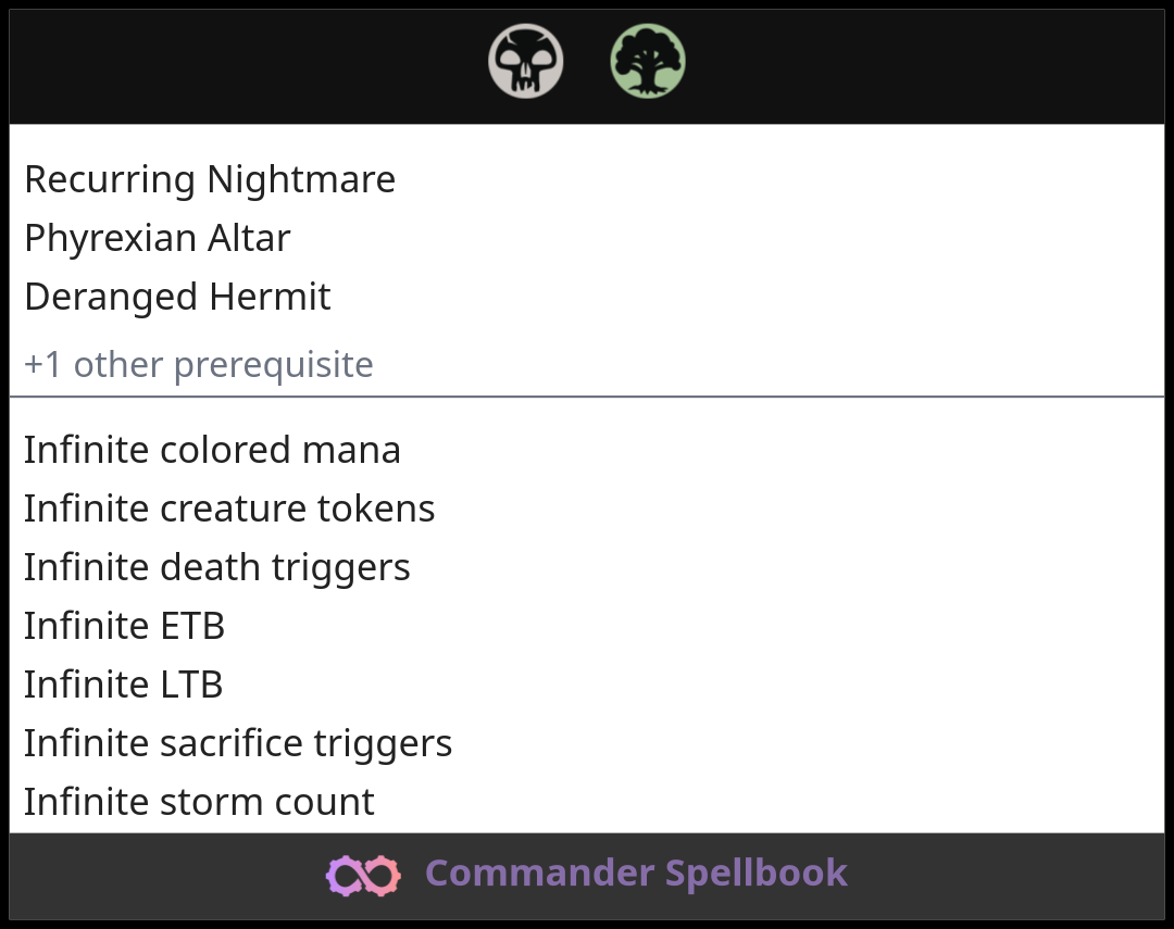 Recurring Nightmare | Phyrexian Altar | Deranged Hermit
